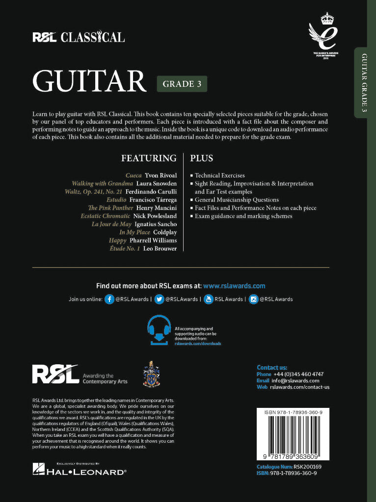 RSL CLASSICAL GUITAR Grade 3 (2022) – Brittens Music
