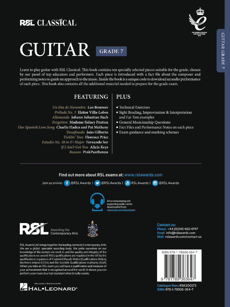 RSL CLASSICAL GUITAR Grade 7 (2022) – Brittens Music