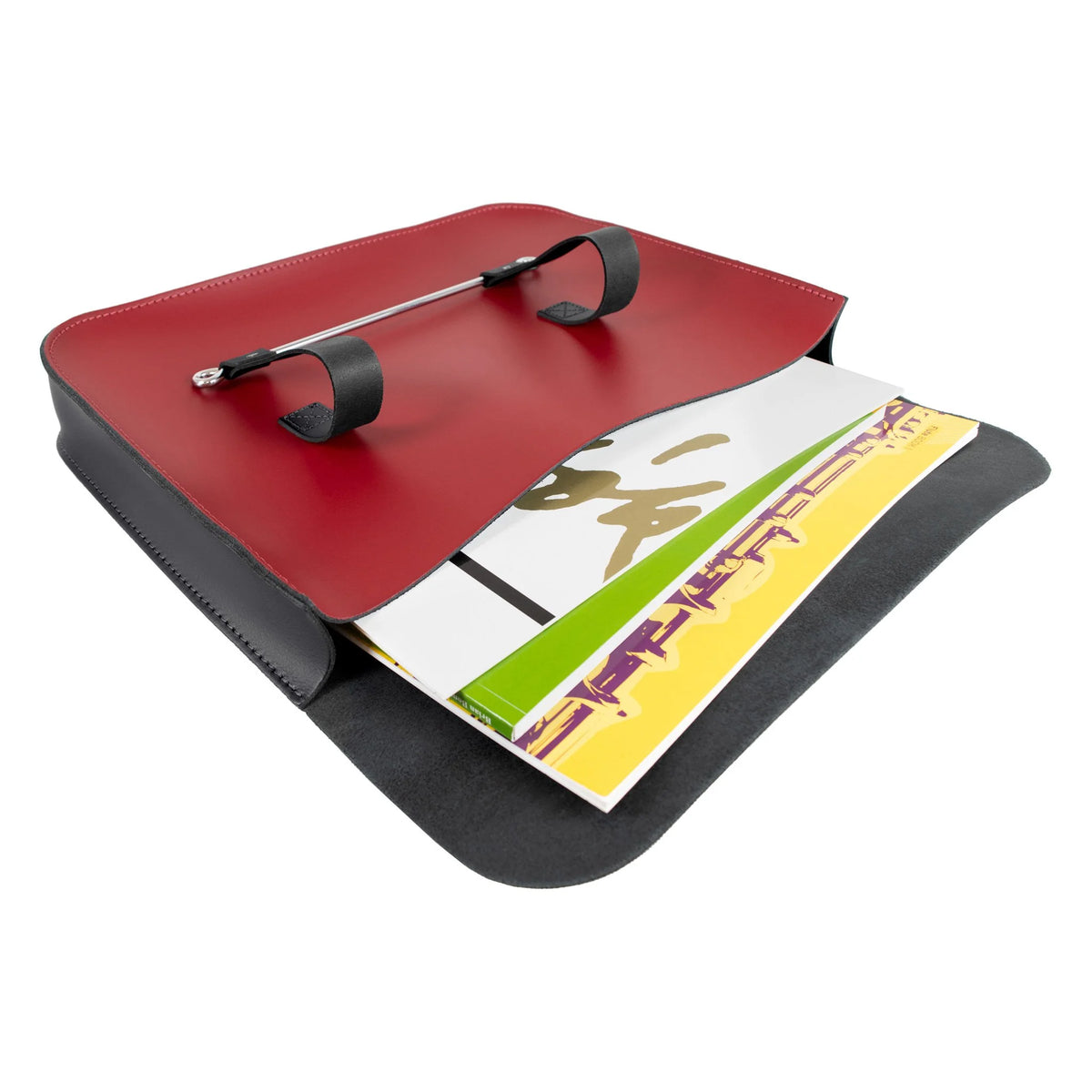 Oxford Traditional Leather Music Case Black with Red Front – Brittens Music